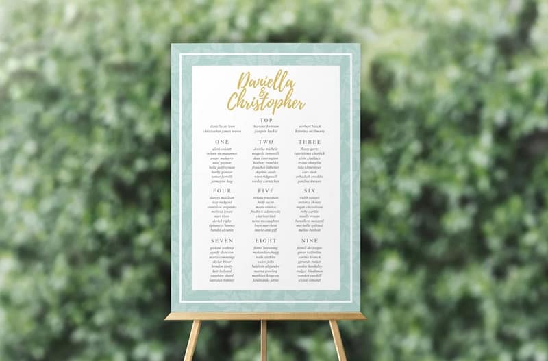A2 Wedding Table Plan | Reception Table Layout | Wedding Seating